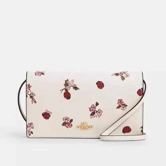 Coach | Bags | Coach Anna Foldover Clutch Crossbody With Ladybug Floral ...